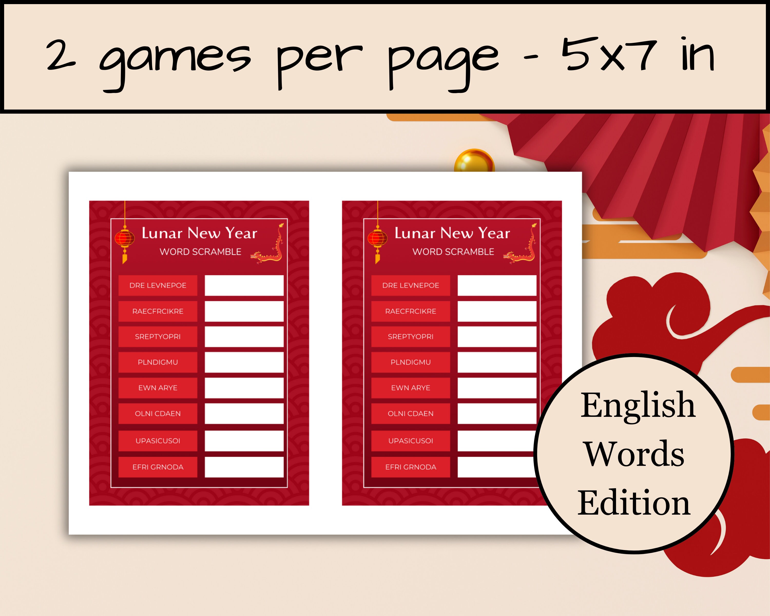 Lunar New Year Word Scramble Game, Printable Lunar New Year Games ...