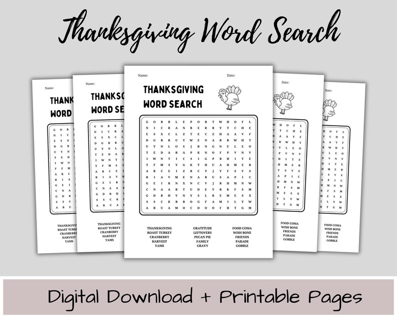 Thanksgiving Word Search, Printable Thanksgiving Games, Thanksgiving ...