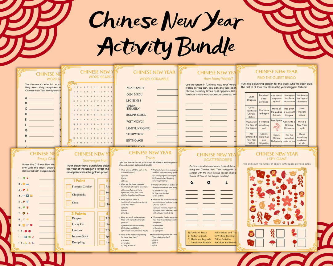 Chinese New Year Activity Bundle, Chinese New Year Party Games, Lunar ...