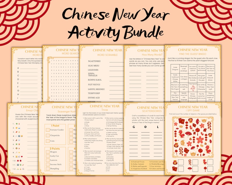 Chinese New Year Activity Bundle, Chinese New Year Party Games, Lunar ...