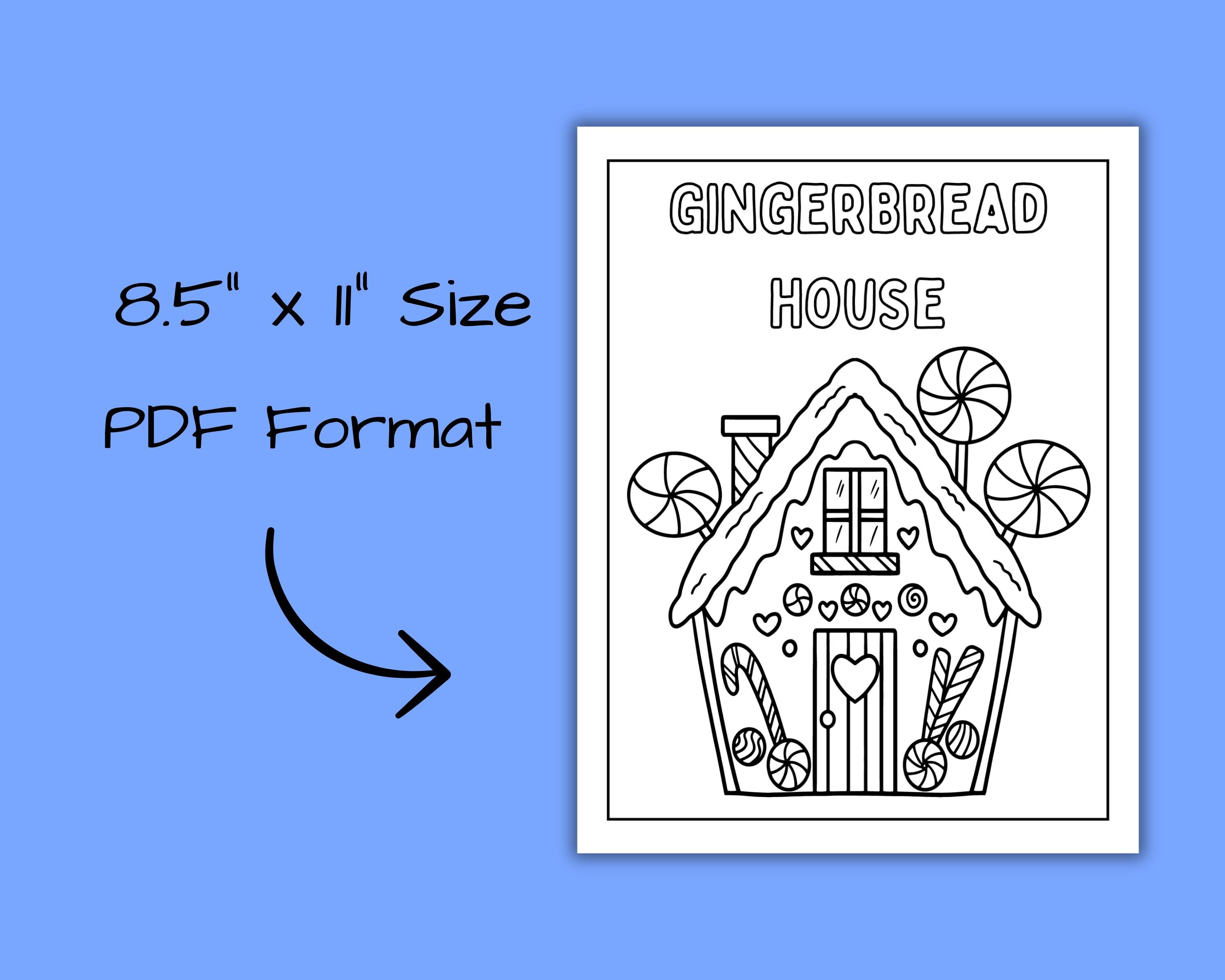 Christmas Gingerbread House Coloring Page, Printable Christmas Coloring ...