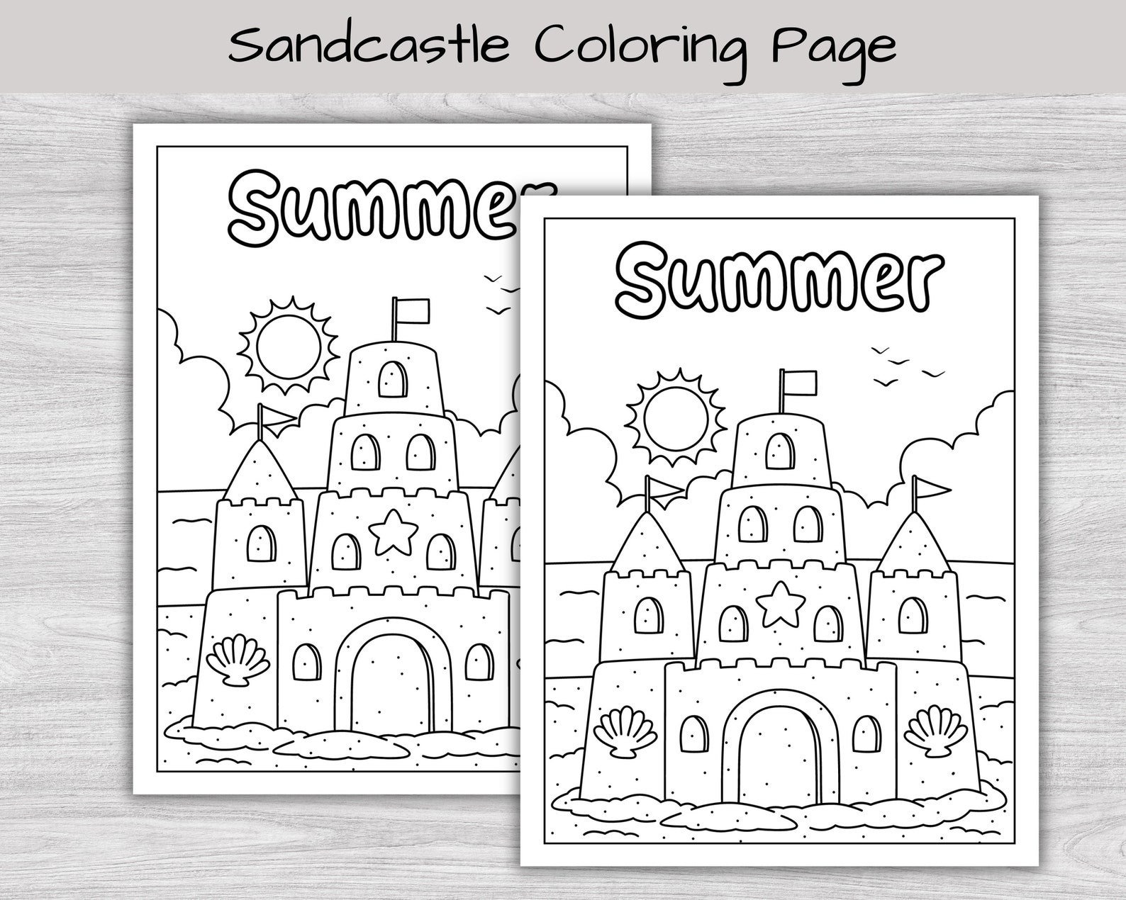 Sandcastle Summer Coloring Page, Beach Coloring Pages for Kids, Kids ...