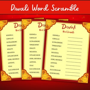 Diwali Word Scramble, Diwali Printables, Diwali Party Games, Printed ...