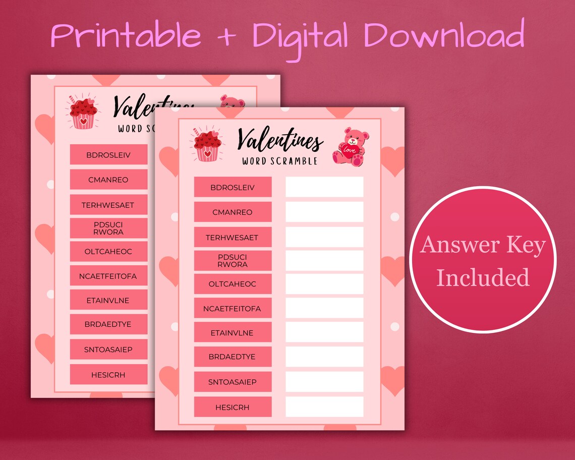 Valentine's Day Word Games, Valentines Day Word Search, Valentines Word ...
