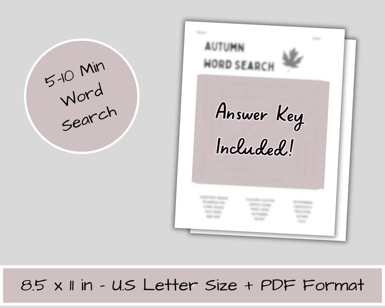 Autumn Word Search, Printable Word Search, Word Search Puzzle, Fall ...