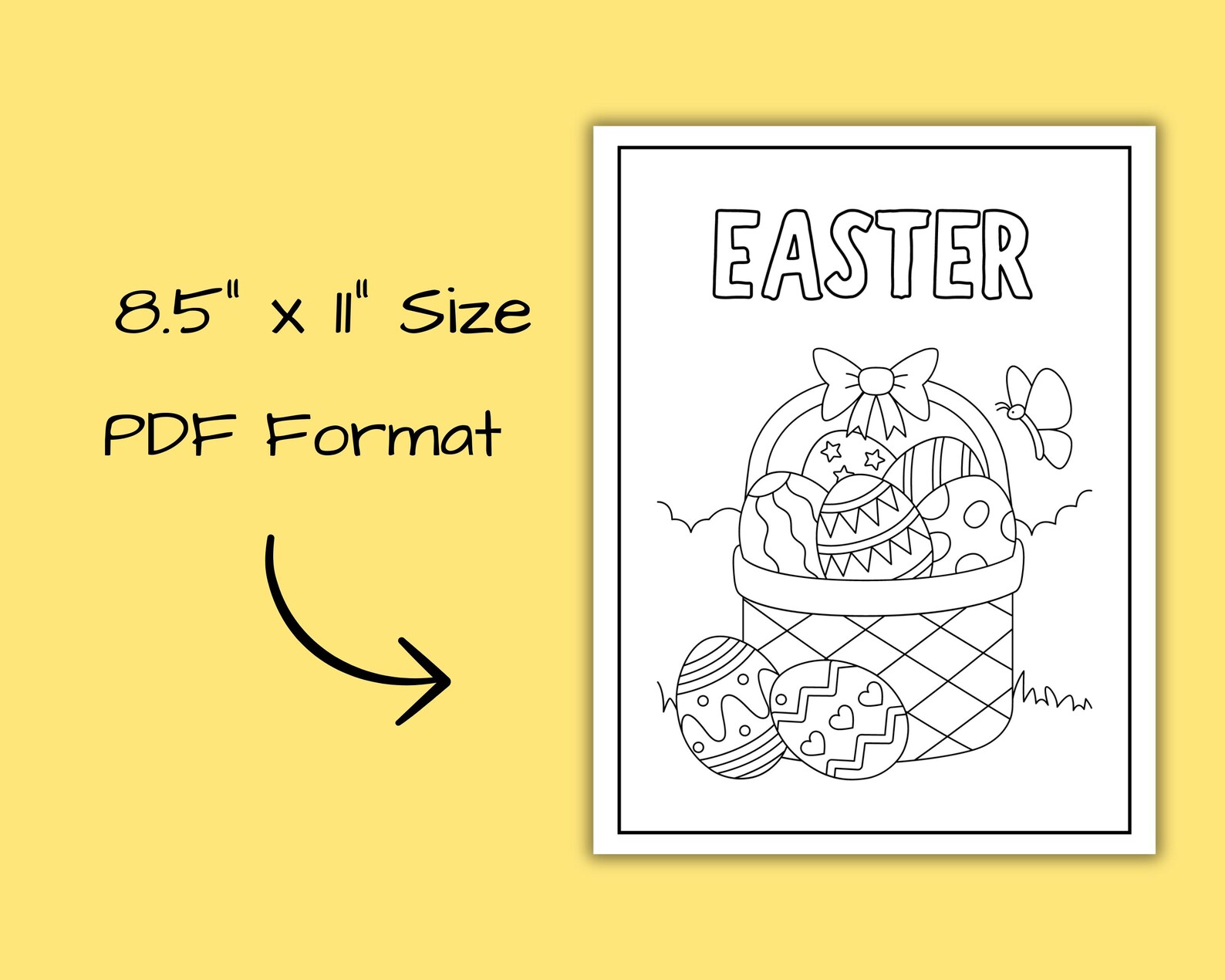 Easter Coloring Page, Printable Kids Easter Activities, Easter Coloring ...