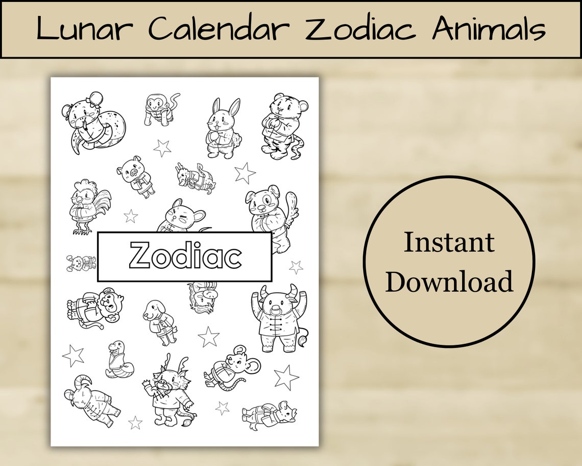 Chinese Zodiac Animals Printable Coloring Page, Chinese Zodiac Signs ...