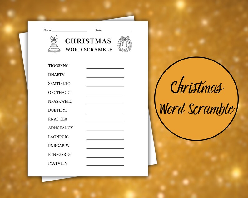Holiday Party Christmas Word Scramble, Printable Christmas Games, Word ...