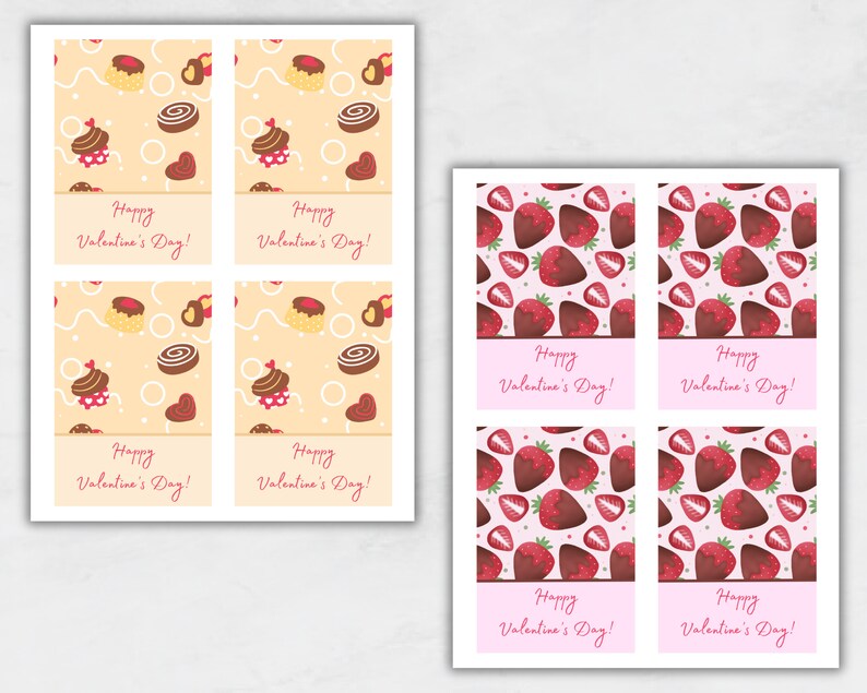 Valentine's Day Mini Cookie Cards Bundle, 3.5"x5" Valentine Cookie Tags ...