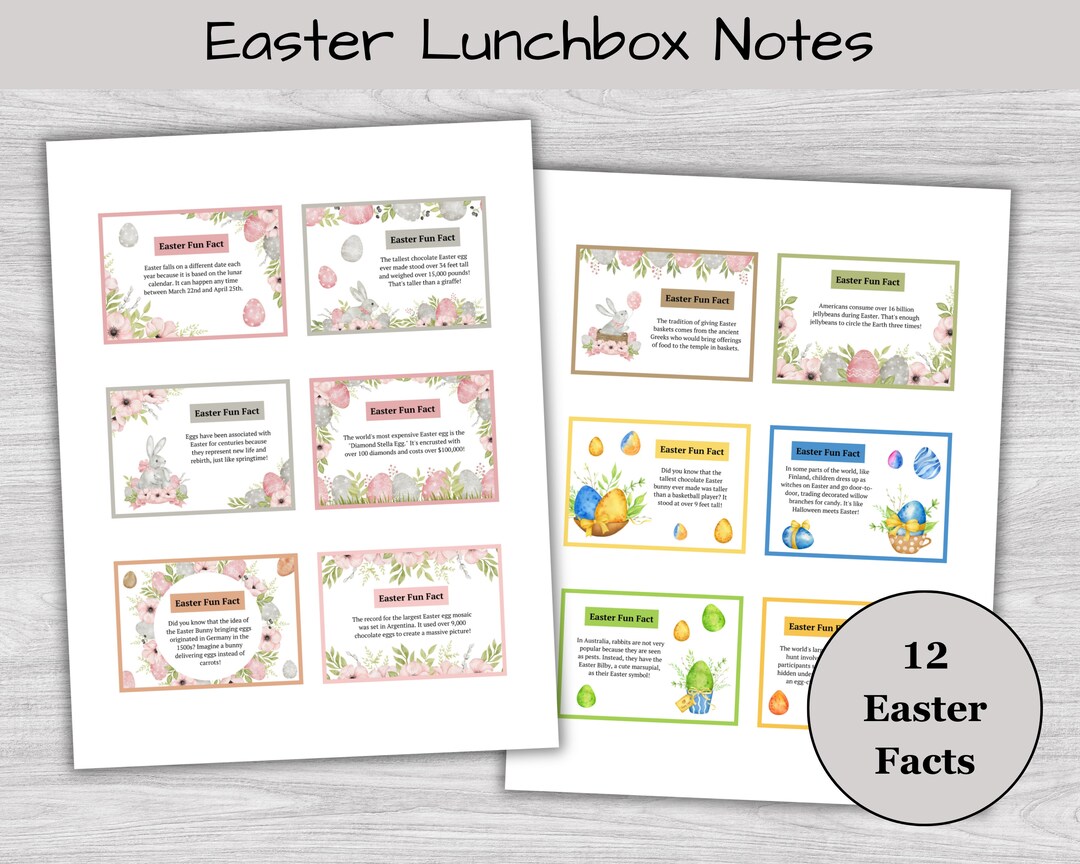 Easter Lunchbox Notes for Kids, Printable Lunch Notes, Spring Lunchbox ...