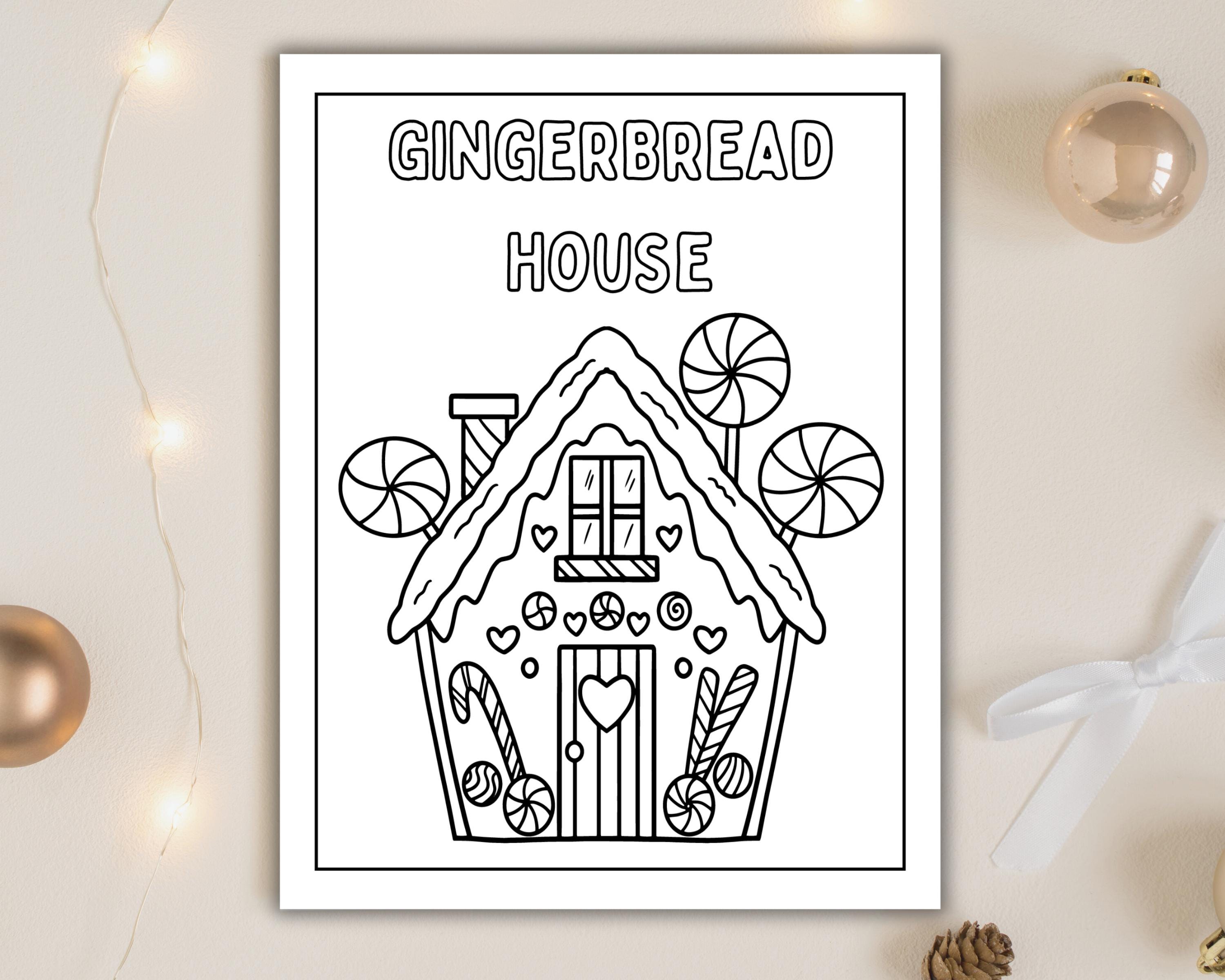Christmas Gingerbread House Coloring Page, Printable Christmas Coloring ...