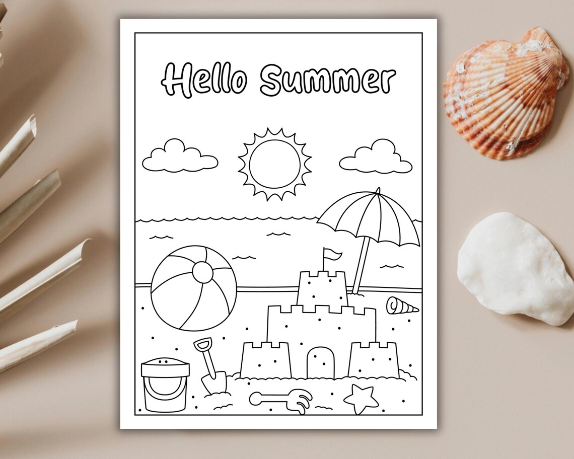 Beach Coloring Page, Printable Beach Coloring Pages for Kids, Kids ...