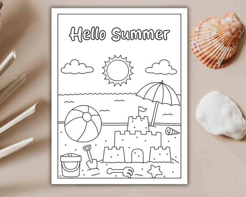 Beach Coloring Page, Printable Beach Coloring Pages for Kids, Kids ...