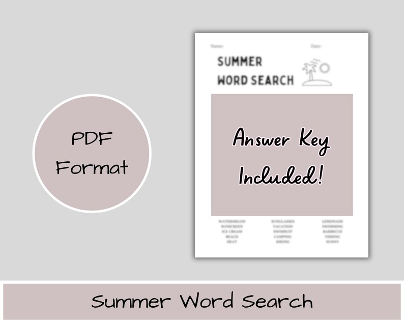 Summer Word Search Puzzle, Summer Activities for Kids and Adults ...