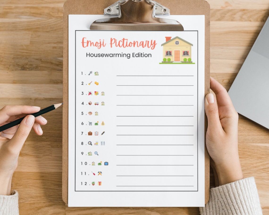 Housewarming Party Games, Printable Housewarming Emoji Pictionary Game ...