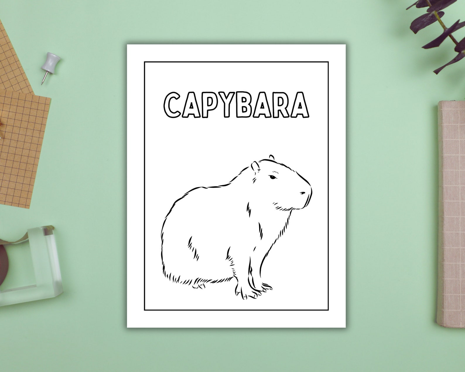Capybara Coloring Page Capybara Gift Printable Coloring Book for Kids ...