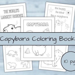 Capybara Coloring Pages Bundle | Capybara Print Digital Download ...