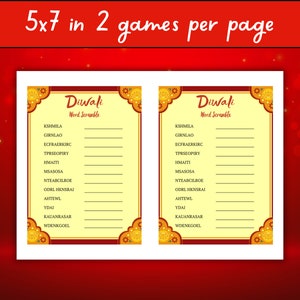Diwali Word Scramble, Diwali Printables, Diwali Party Games, Printed ...