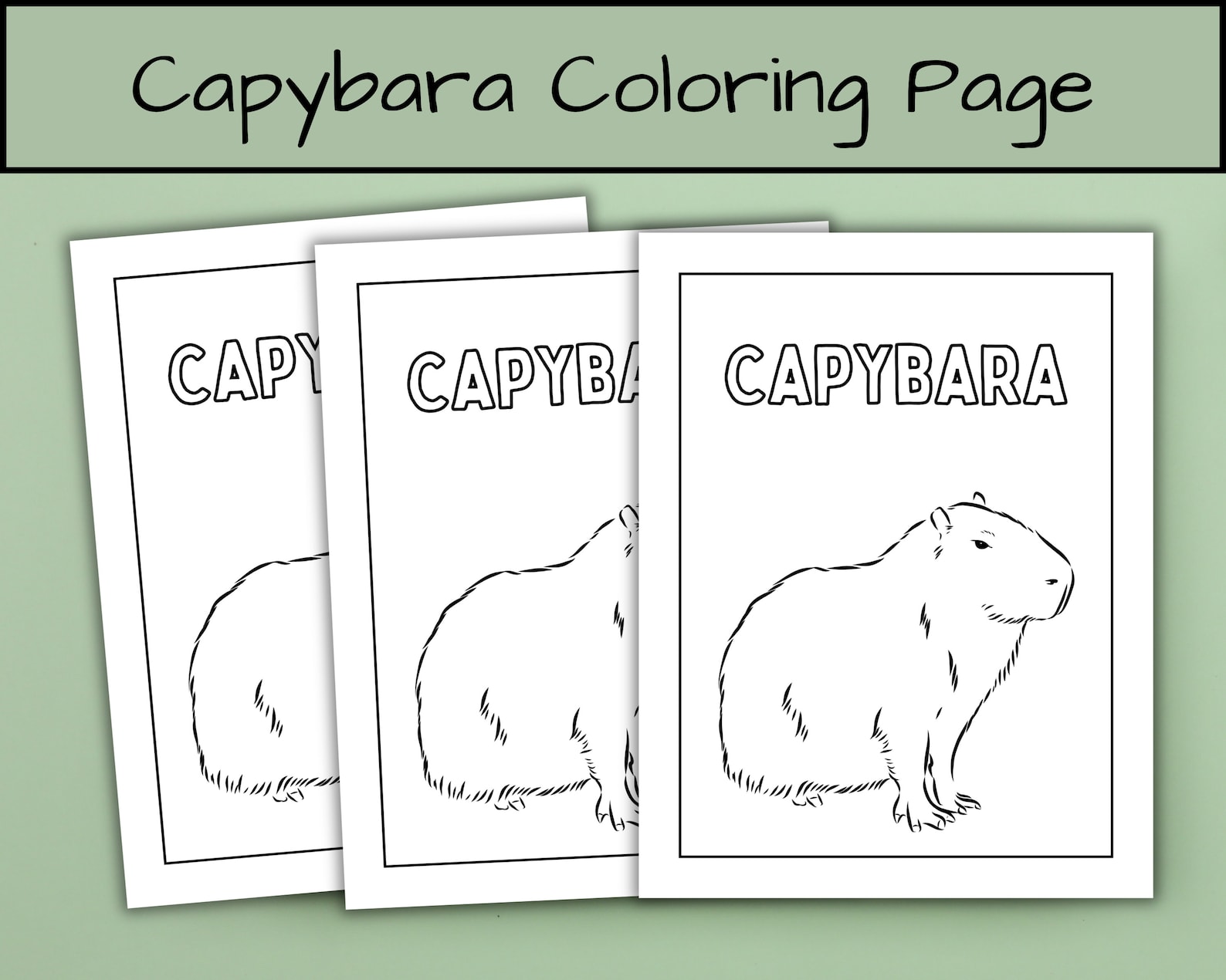 Capybara Coloring Page | Capybara Gift | Printable Coloring Book for ...
