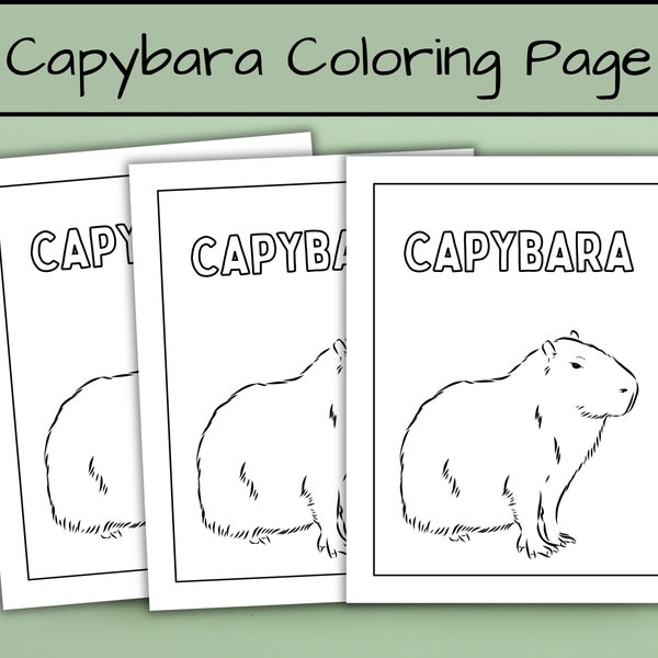 Coloring Page Capybara Digital - Etsy