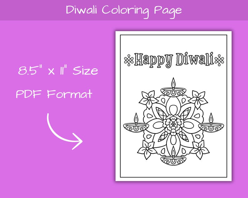 Diwali Coloring Page, Printable Diwali Activity Sheet for Kids and ...