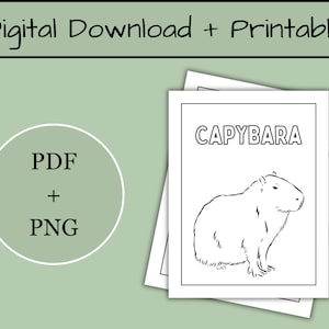 Capybara Coloring Page | Capybara Gift | Printable Coloring Book for ...