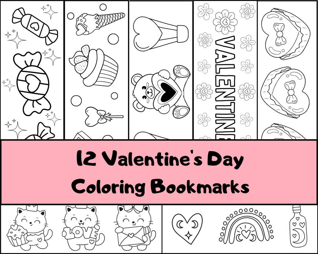 Valentine's Day Coloring Bookmarks Kids Activity Printable Coloring ...
