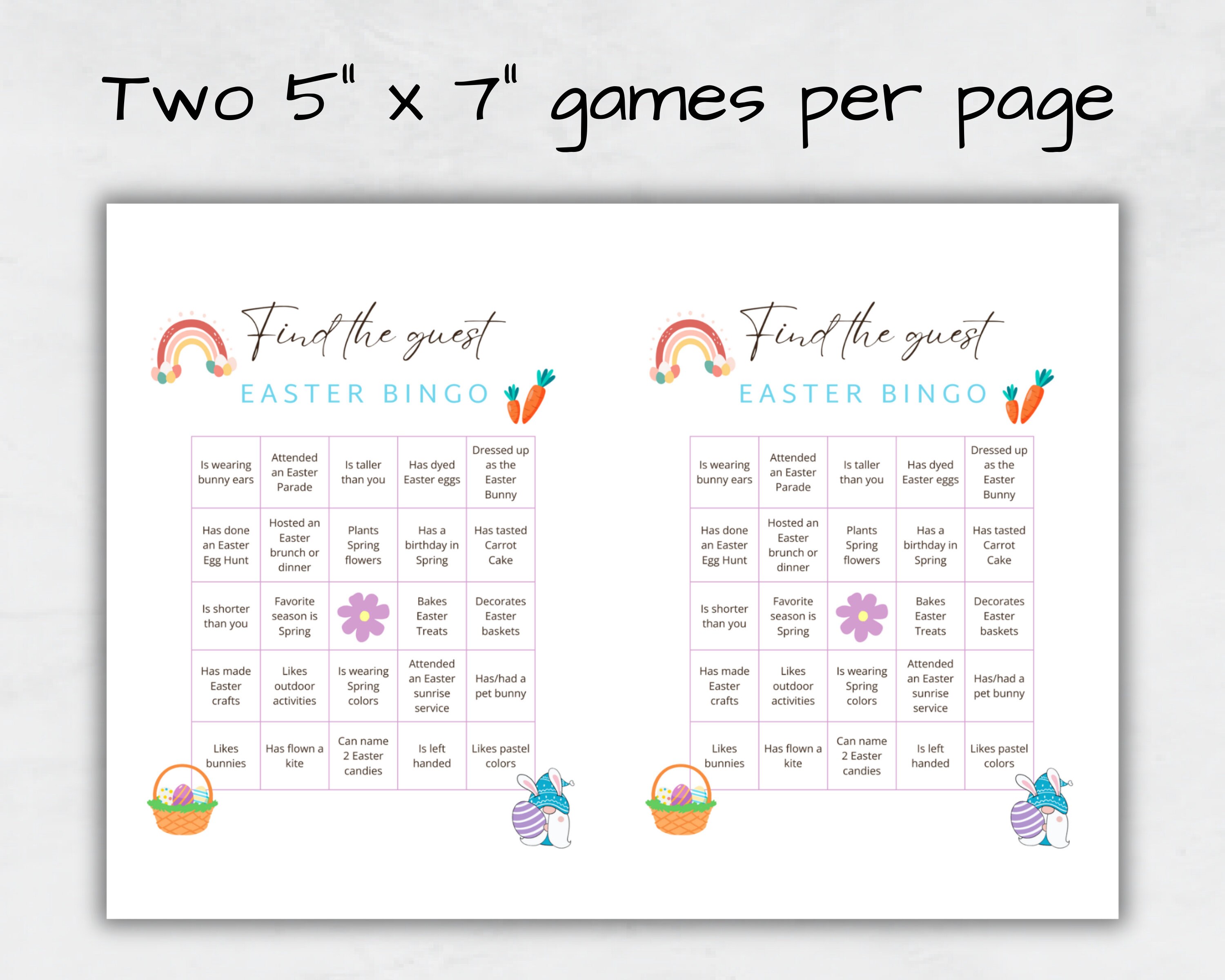Easter Find the Guest Bingo, Printable Easter Party Game Activity, Mix ...