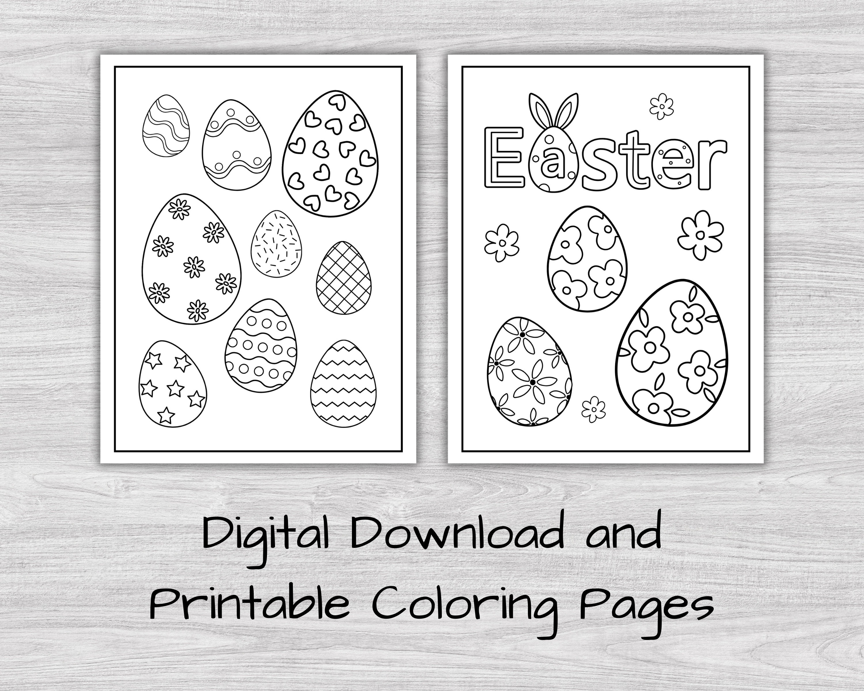 20 Easter Egg Coloring Pages Bundle, Printable Easter Coloring Book for ...