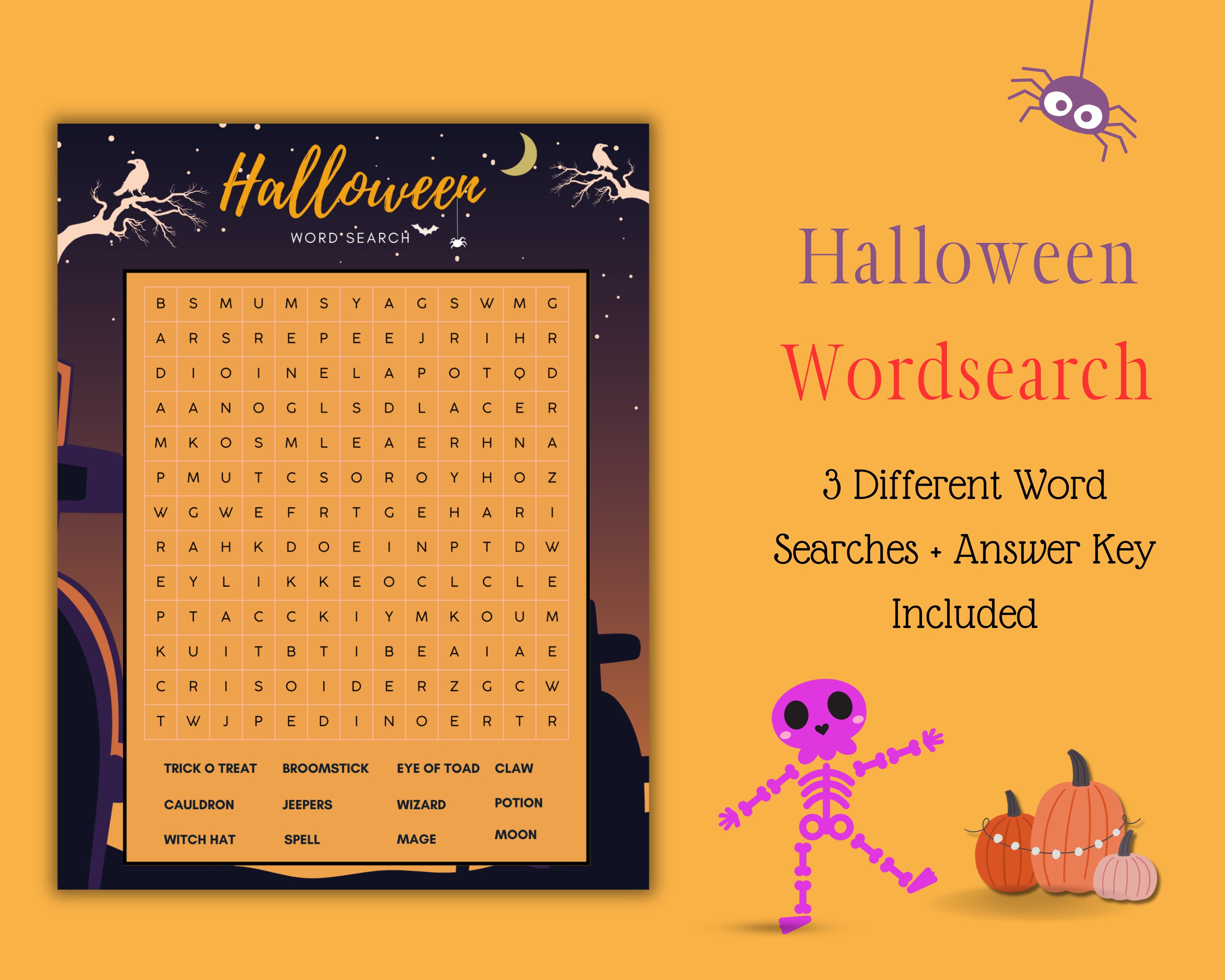 Halloween Word Search, Halloween Word Search Bundle, Halloween ...