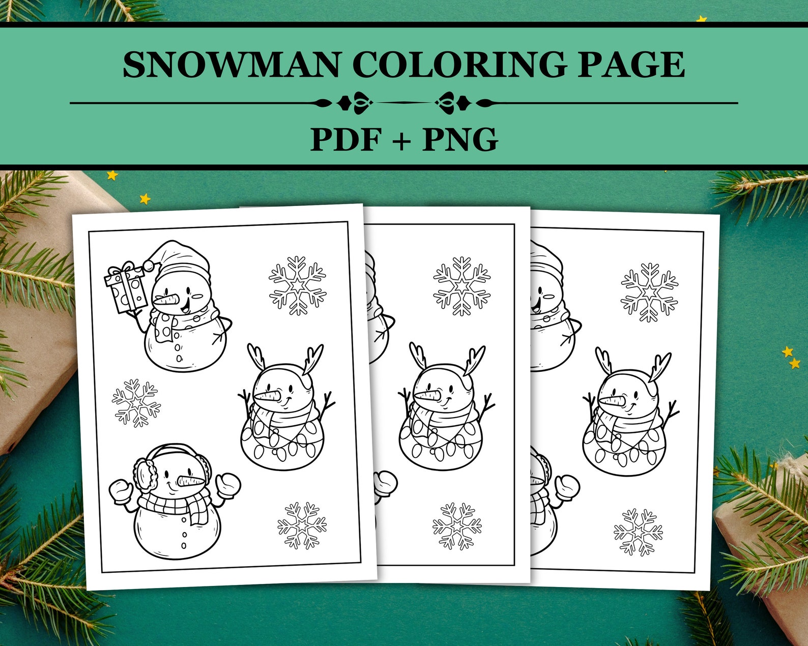 Christmas Coloring Page | Cute Snowman PNG | Printable Kids Coloring ...
