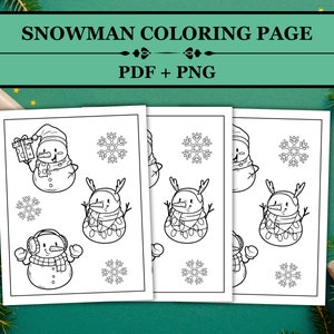 Christmas Coloring Page | Cute Snowman PNG | Printable Kids Coloring ...