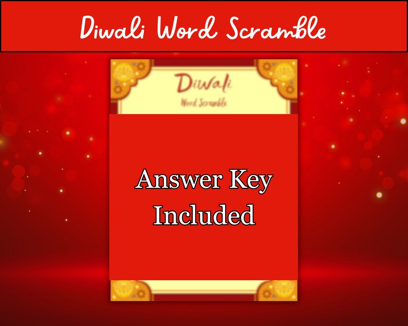 Diwali Word Scramble, Diwali Printables, Diwali Party Games, Printed ...