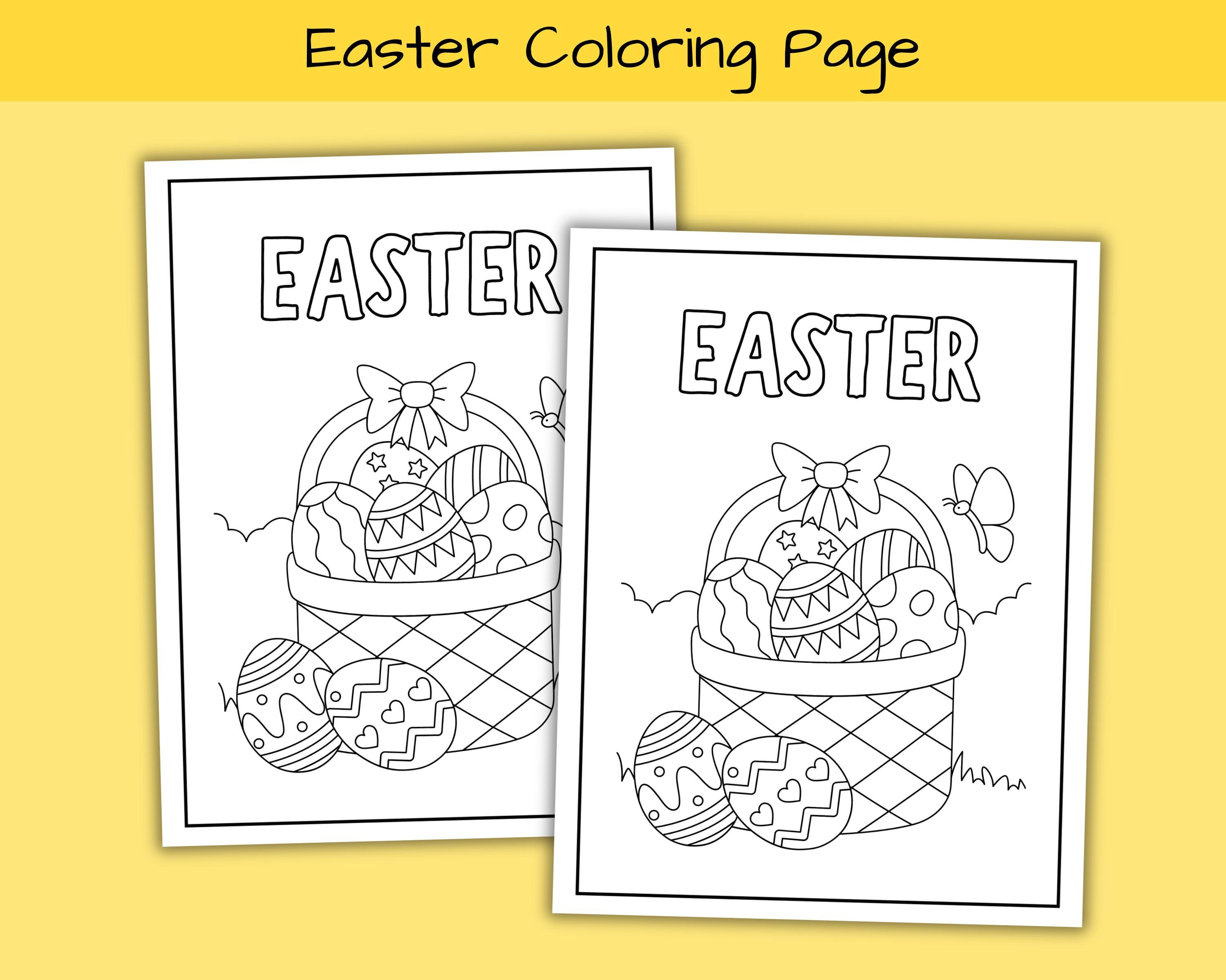Easter Coloring Page, Printable Kids Easter Activities, Easter Coloring ...