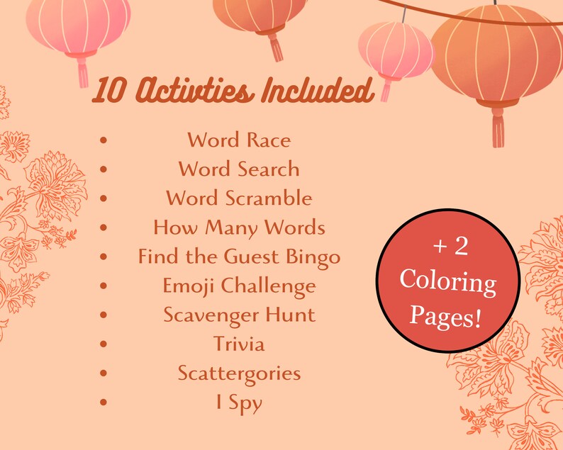 Chinese New Year Activity Bundle, Chinese New Year Party Games, Lunar ...