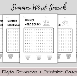 Summer Word Search Puzzle, Summer Activities for Kids and Adults ...