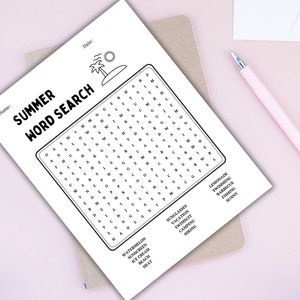 Summer Word Search Puzzle, Summer Activities for Kids and Adults ...