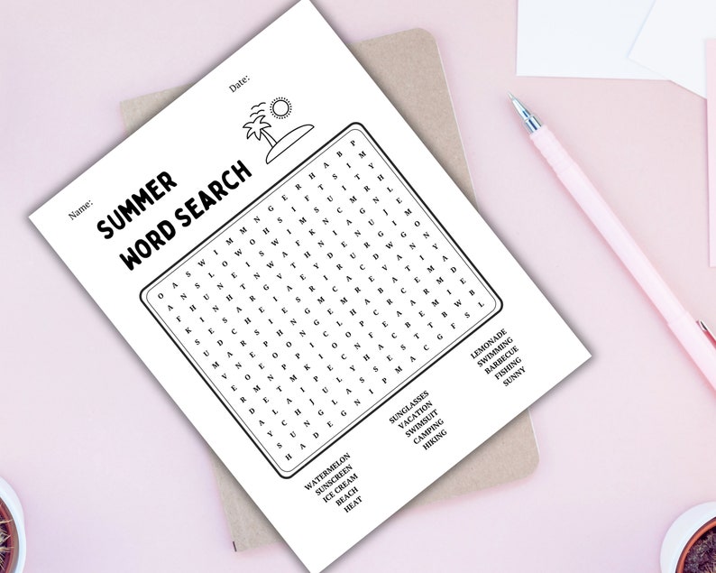 Summer Word Search Puzzle, Summer Activities for Kids and Adults ...