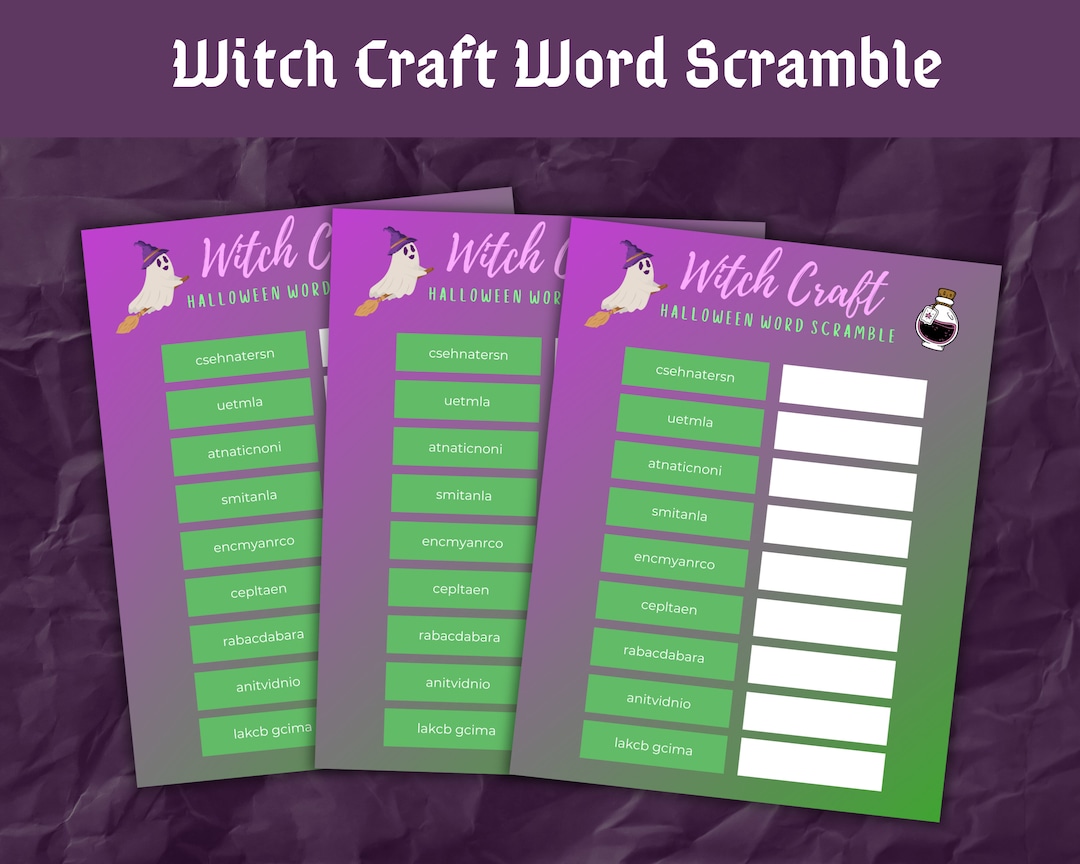 Witch Word Scramble, Halloween Witch Games, Printable Halloween Party ...