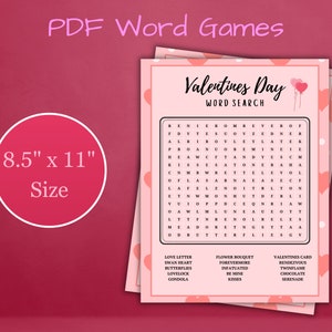 Valentine's Day Word Games, Valentines Day Word Search, Valentines Word ...