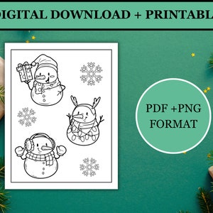 Christmas Coloring Page | Cute Snowman PNG | Printable Kids Coloring ...