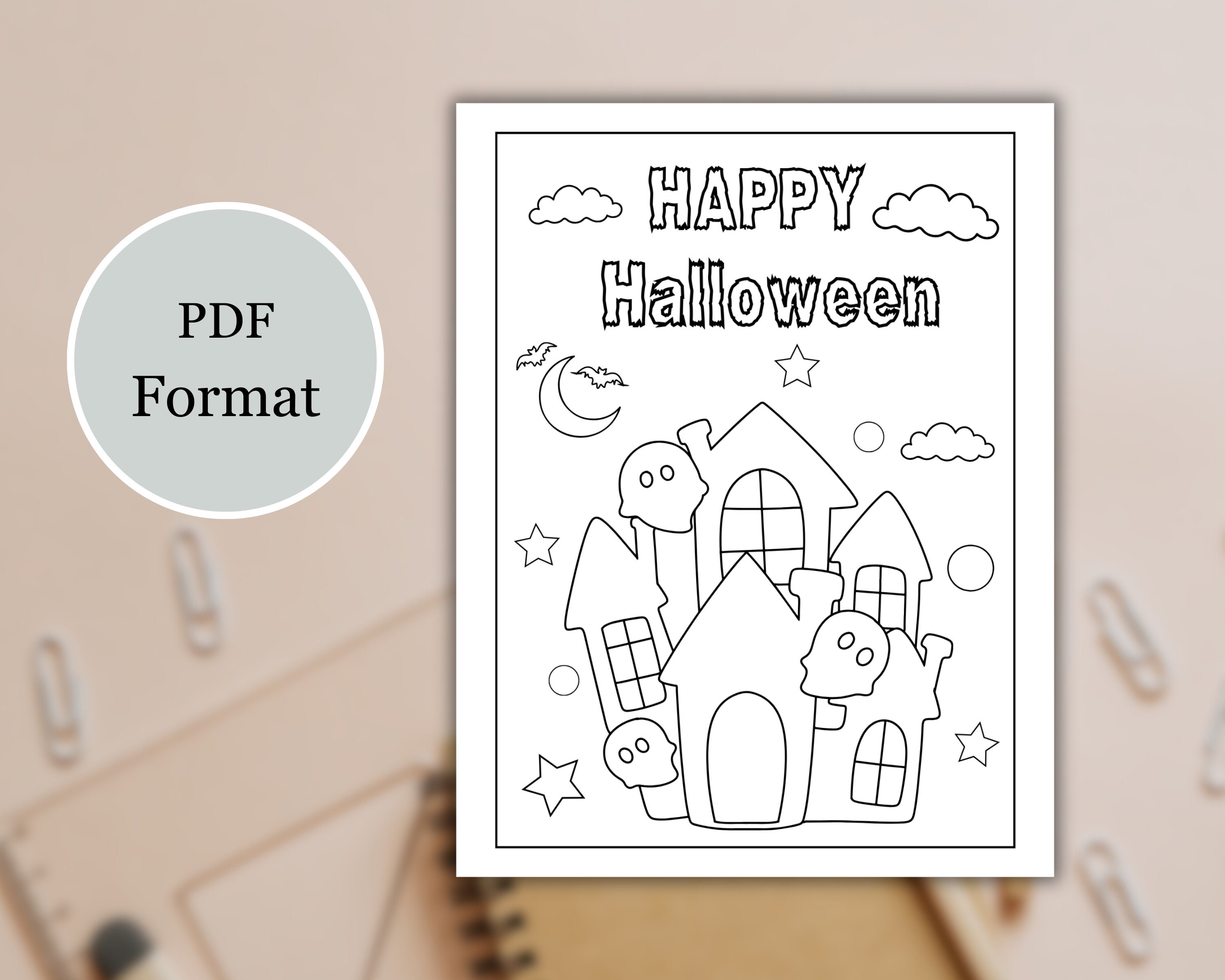 Cute Halloween Coloring Pages, Kawaii Coloring Pages Printable, Spooky ...
