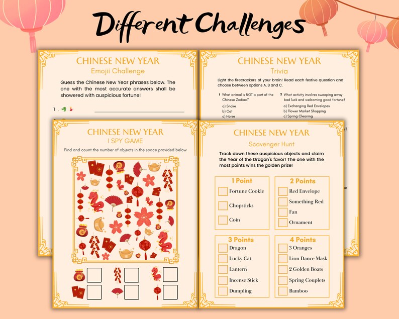 Chinese New Year Activity Bundle, Chinese New Year Party Games, Lunar ...