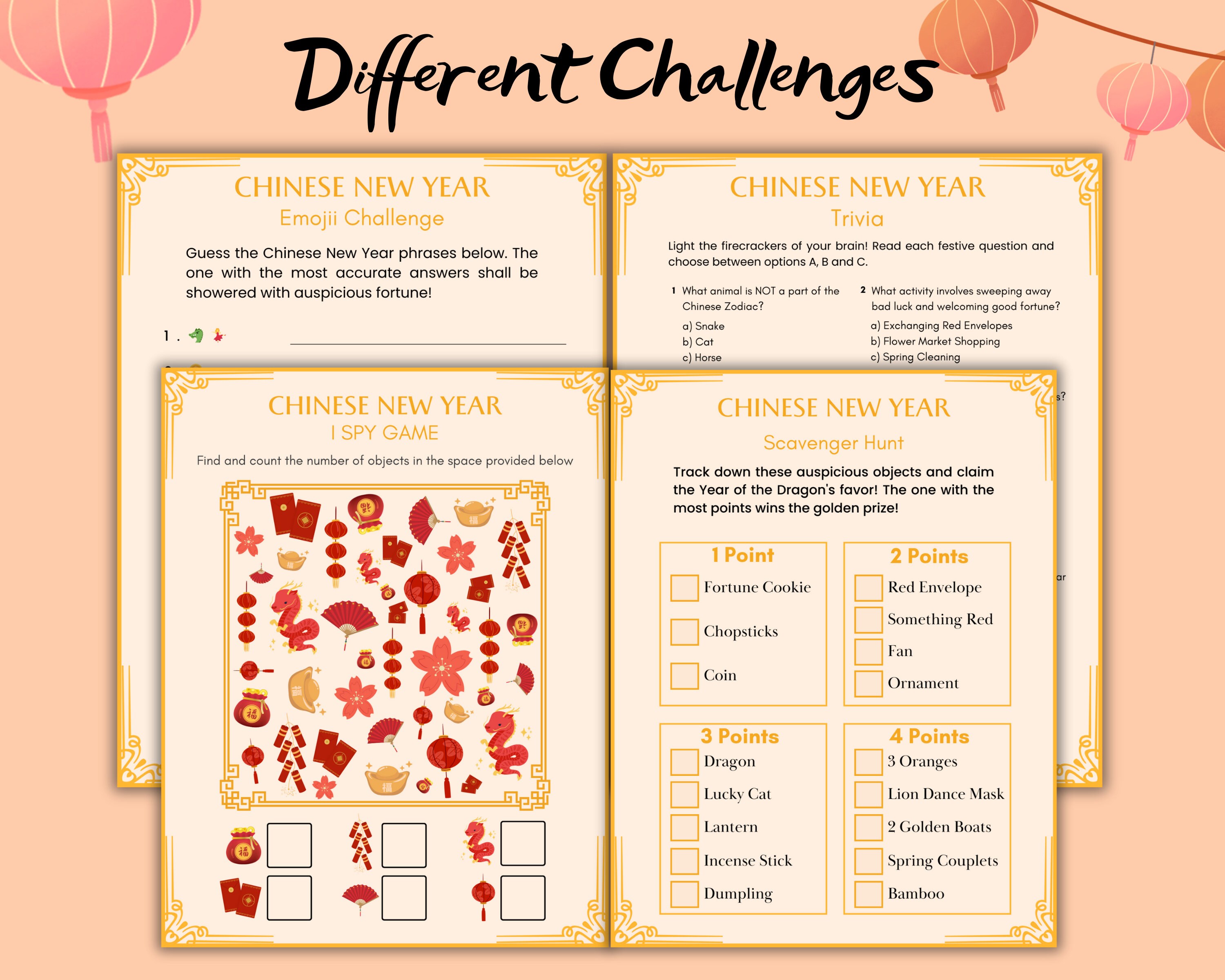 Chinese New Year Activity Bundle, Chinese New Year Party Games, Lunar ...