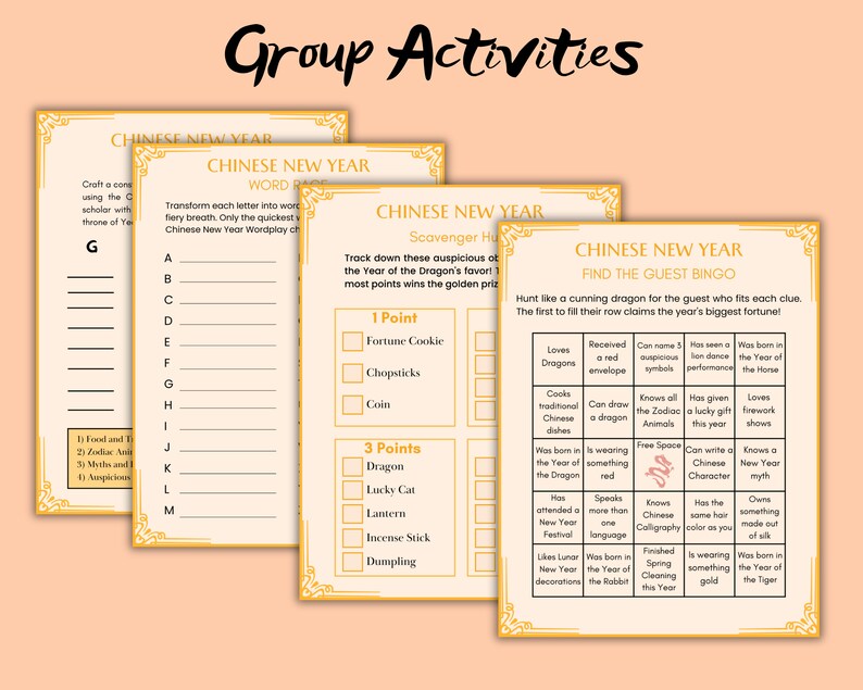 Chinese New Year Activity Bundle, Chinese New Year Party Games, Lunar ...