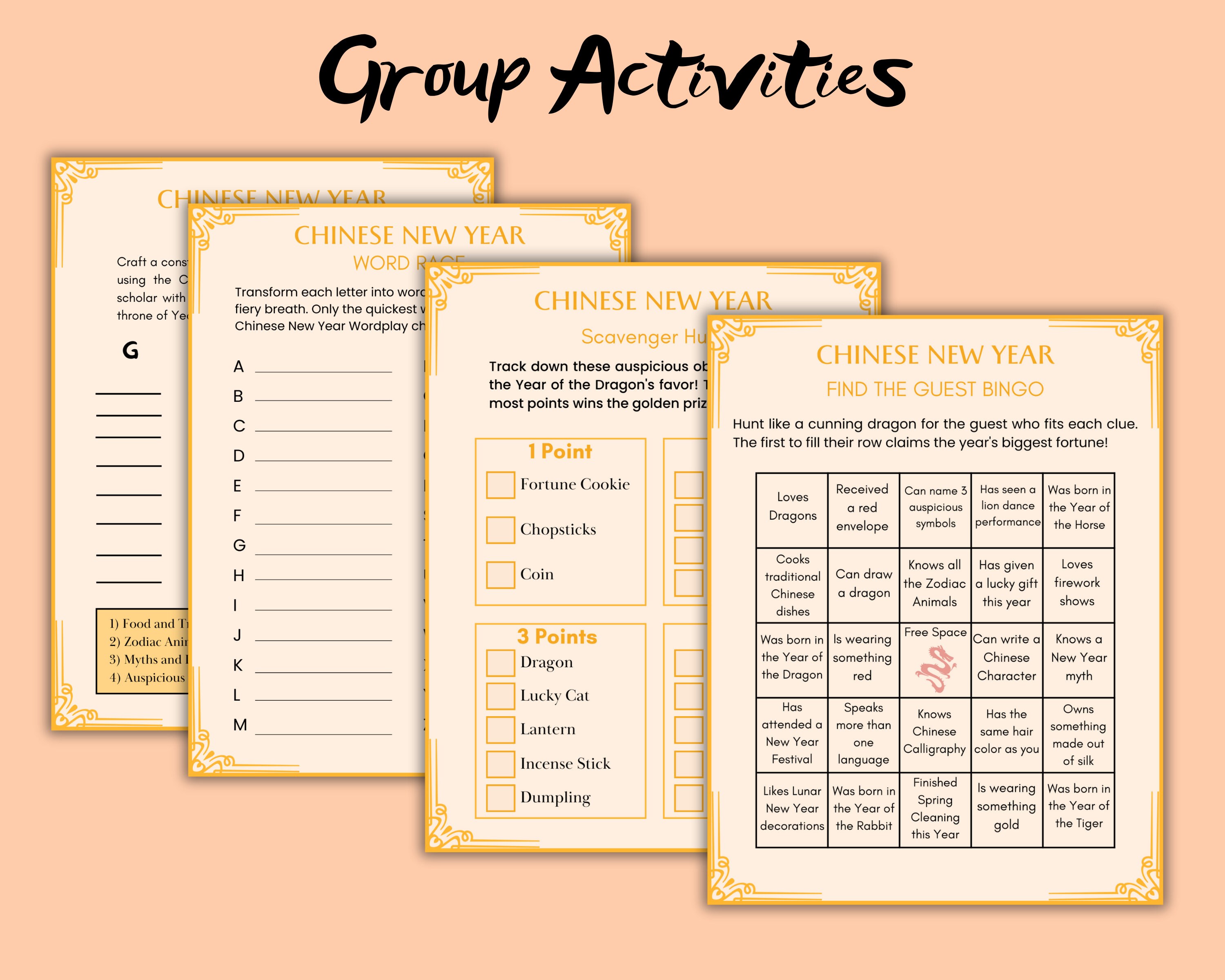 Chinese New Year Activity Bundle, Chinese New Year Party Games, Lunar ...