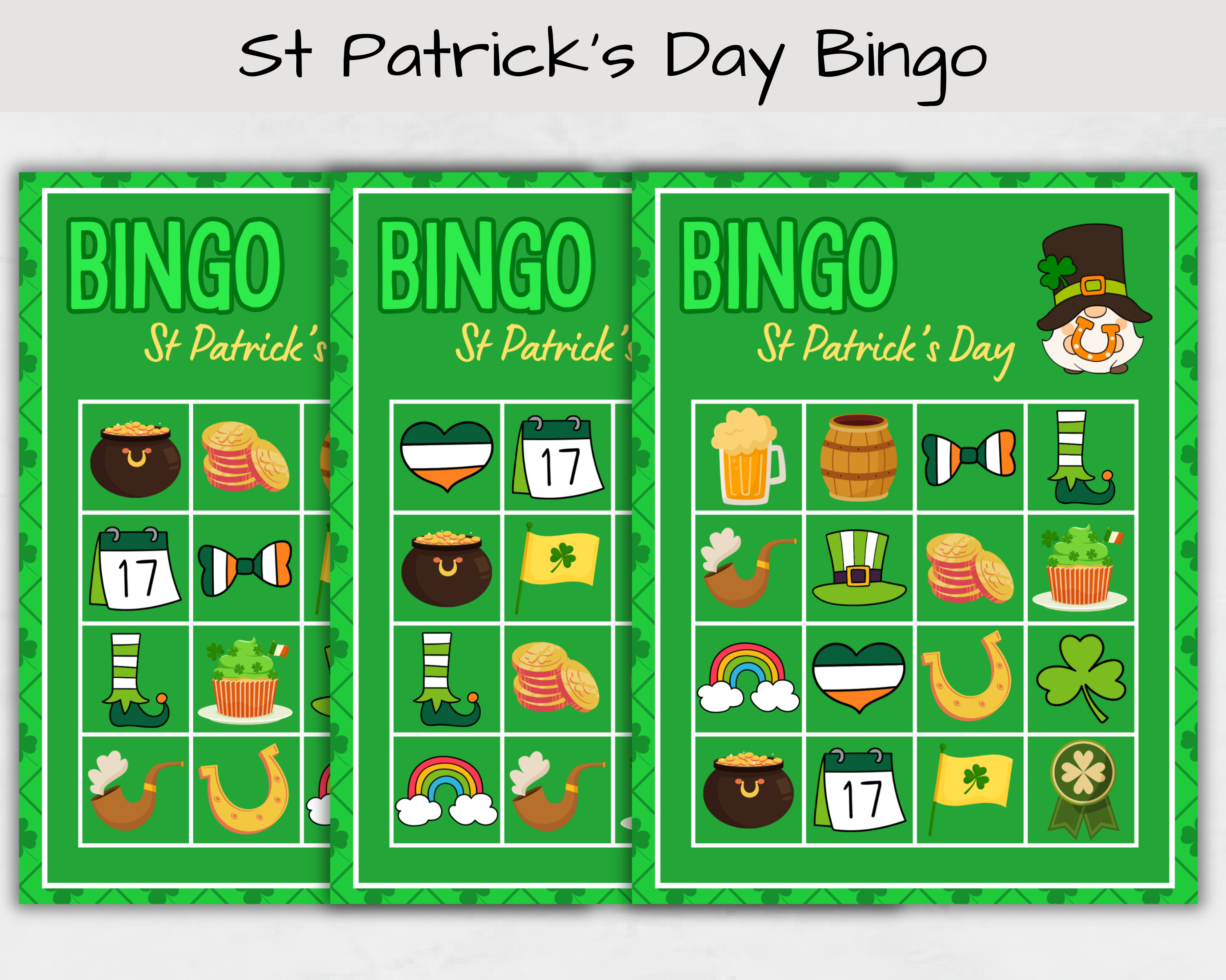 St Patrick's Day Bingo, 30 St Patrick's Day Printable Bingo Cards, St ...