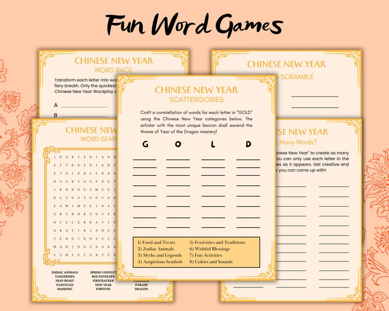 Chinese New Year Activity Bundle, Chinese New Year Party Games, Lunar ...