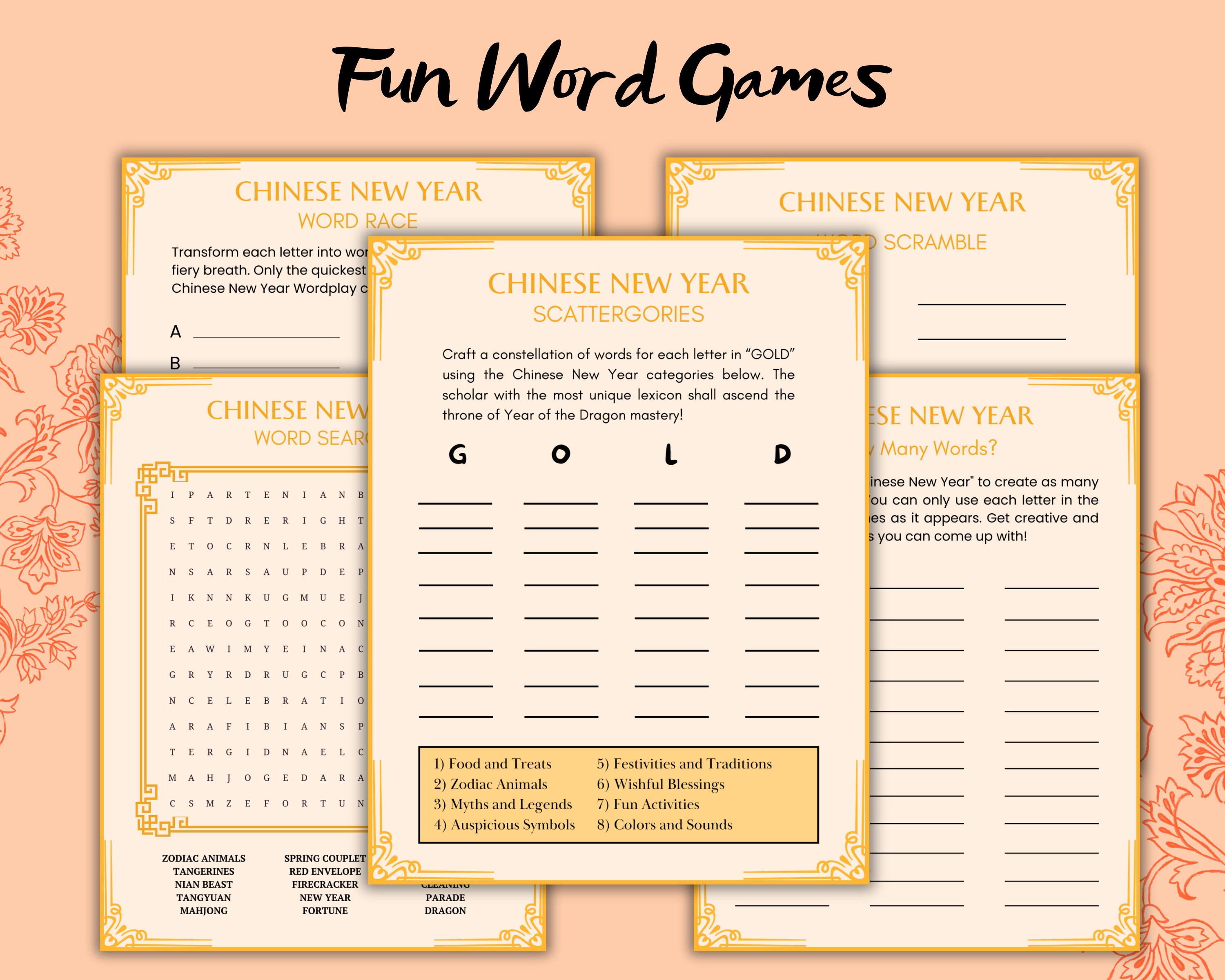 Chinese New Year Activity Bundle, Chinese New Year Party Games, Lunar ...
