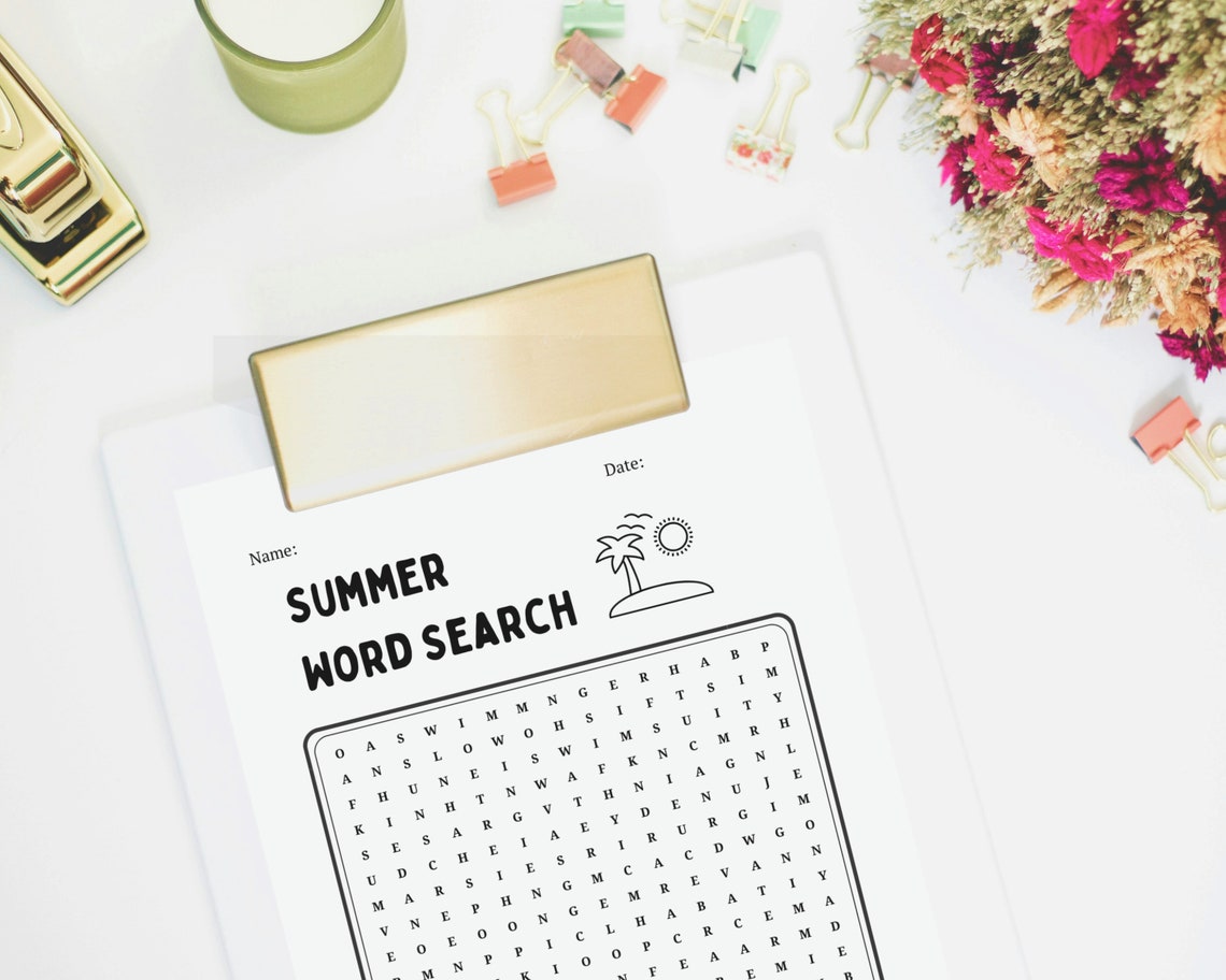 Summer Word Search Puzzle, Summer Activities for Kids and Adults ...